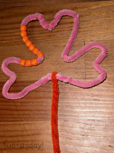 Fine Motor Skills for St. Paddy's Day - Beaded Shamrocks | Fun-A-Day!