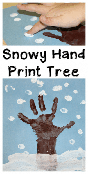 Handprint Winter Tree with Snowy Fingerprints - Fun-A-Day!