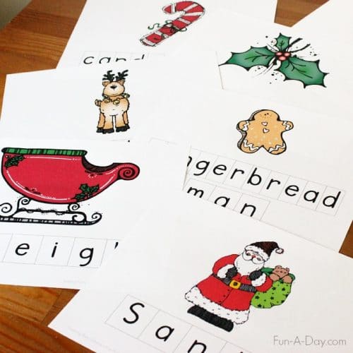 Free Printable Christmas Word Cards for Letter Tiles - Fun-A-Day!