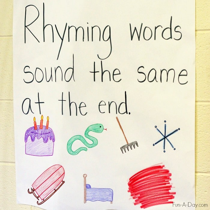 Simple Rhyming Anchor Chart For Preschool Fun A Day 