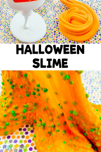 Orange Halloween Slime with Green Foam Beads - Fun-A-Day!