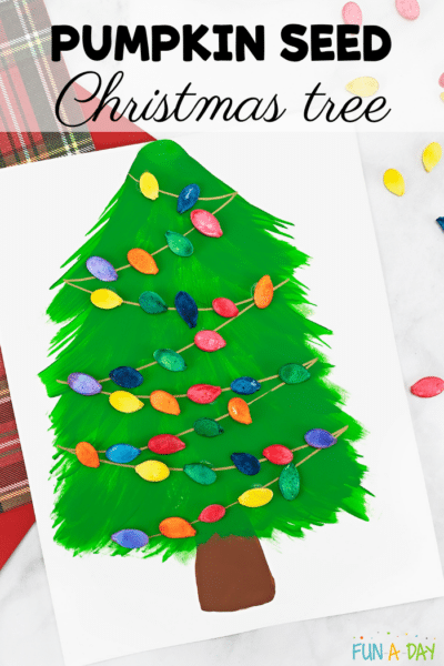 Christmas Tree Art Using Dyed Pumpkin Seeds - Fun-A-Day!