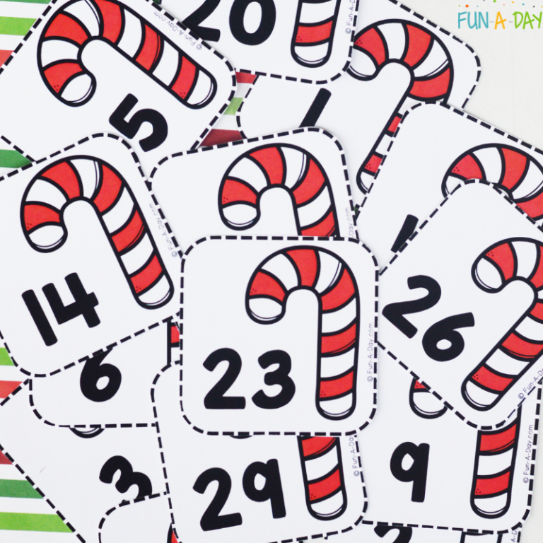 Candy Cane Calendar Numbers Free Printable - Fun-A-Day!