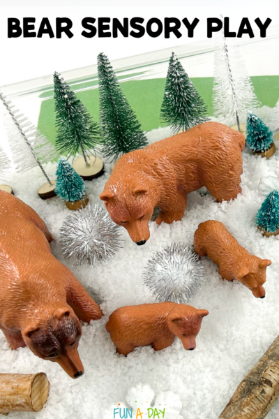 Bear Sensory Bin with Fake Snow - Fun-A-Day!