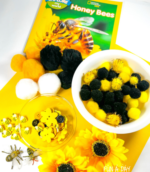 Super Easy Bee Sensory Bin - Fun-A-Day!