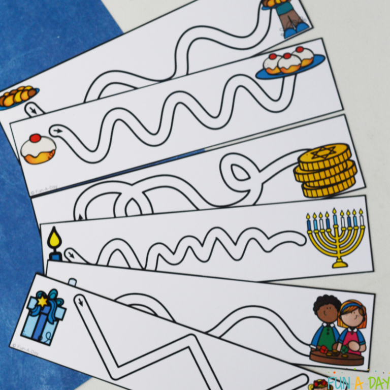 Hanukkah Cutting Strips Free Printable - Fun-A-Day!