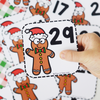 Gingerbread Man Calendar Numbers Free Printable - Fun-A-Day!