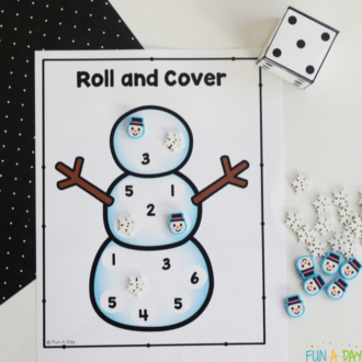 Snowman Roll and Cover Printable Dice Game - Fun-A-Day!